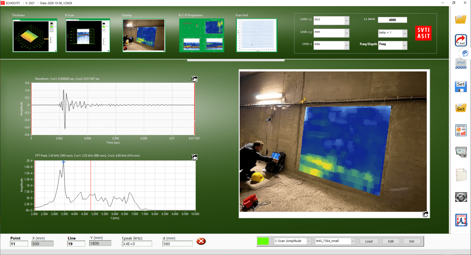 Impact-Echo test Software- ECHOLYST - Germann Instruments
